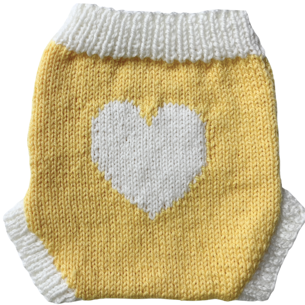 A Small "Yellow Heart" Wool Cover - SHP - Modern Cloth Nappies